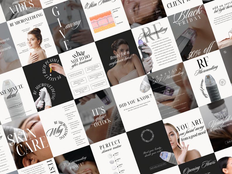 RF Microneedling Instagram Templates, Medspa Social Media Content ...