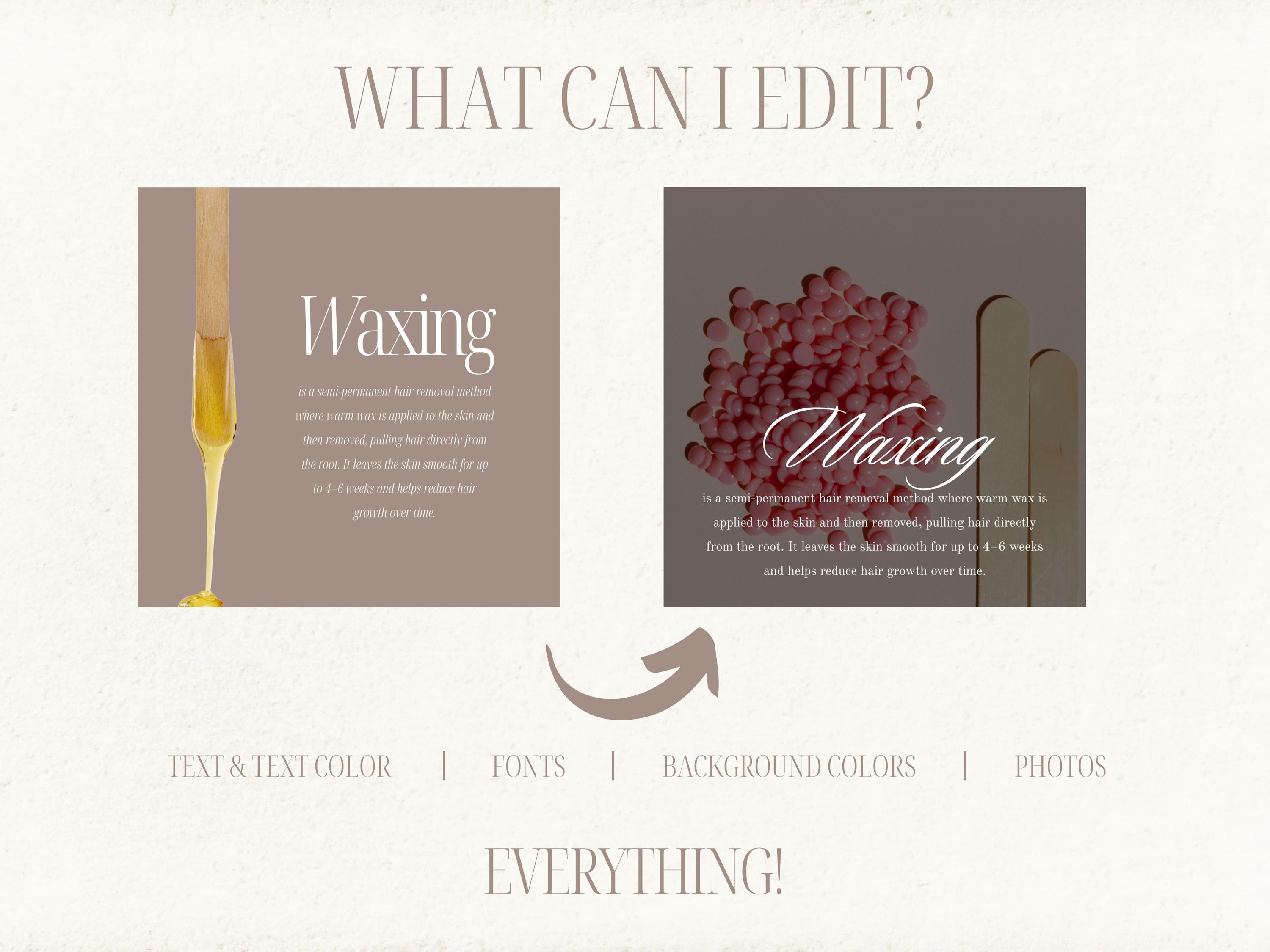 Waxing Instagram Templates, Canva Post and Story Designs for ...
