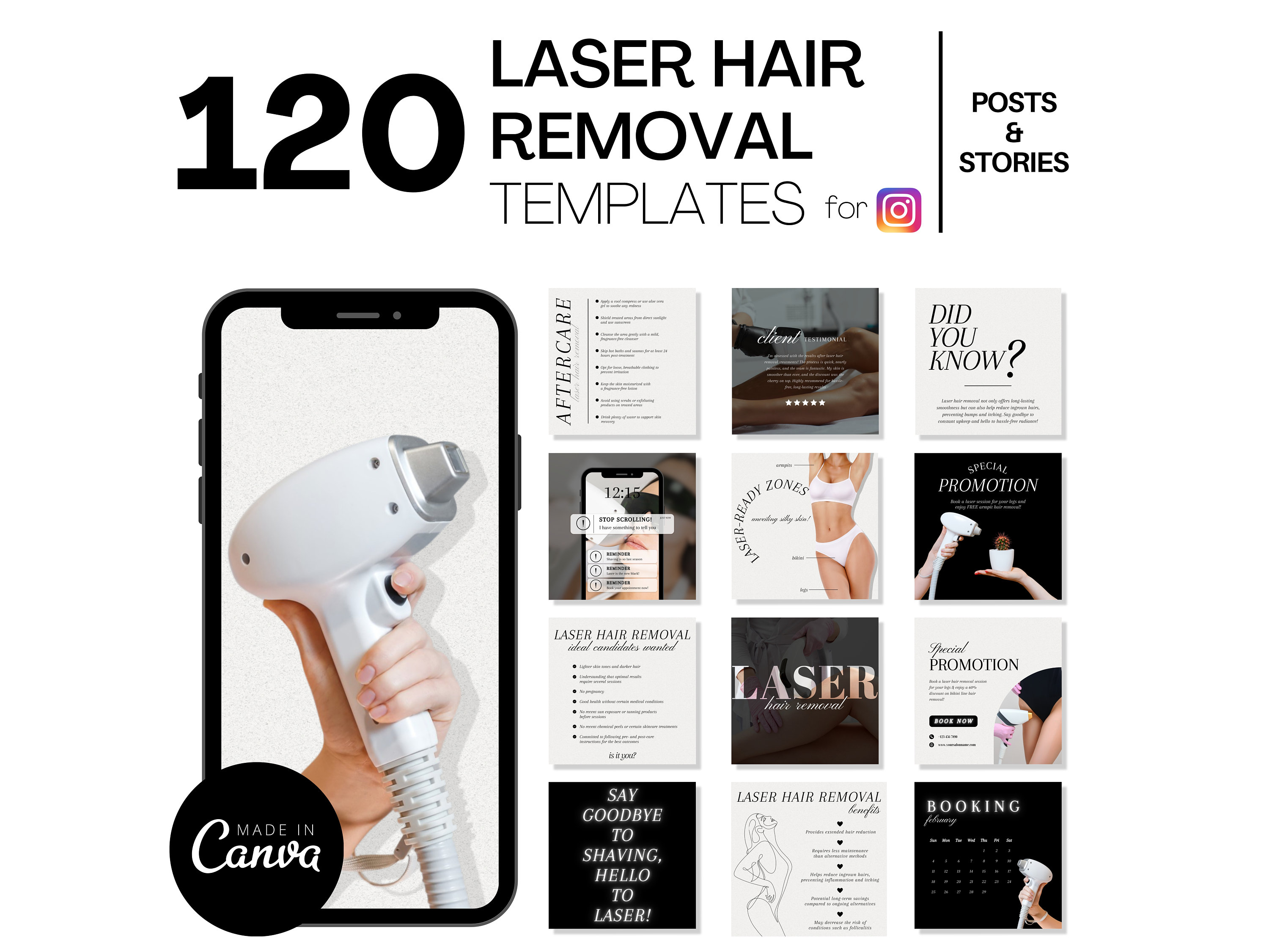 Laser Hair Removal Instagram Templates Laser Hair Removal Social Media ...