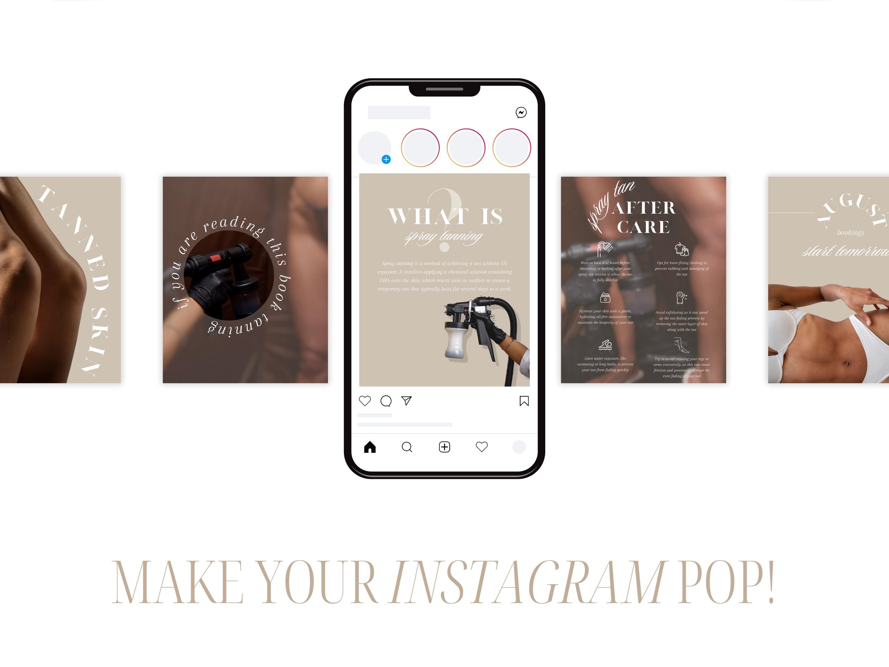 Spray Tan Instagram Templates, Fake Tanning Social Media IG Post and ...