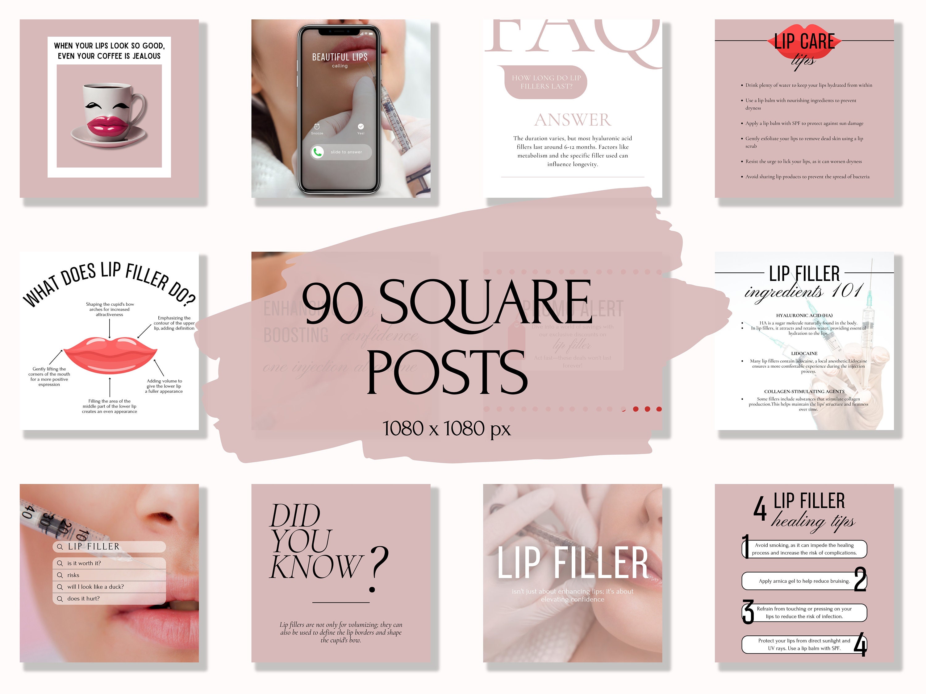 200 Lip Filler Instagram Templates Lip Filler Post Nurse Injector ...