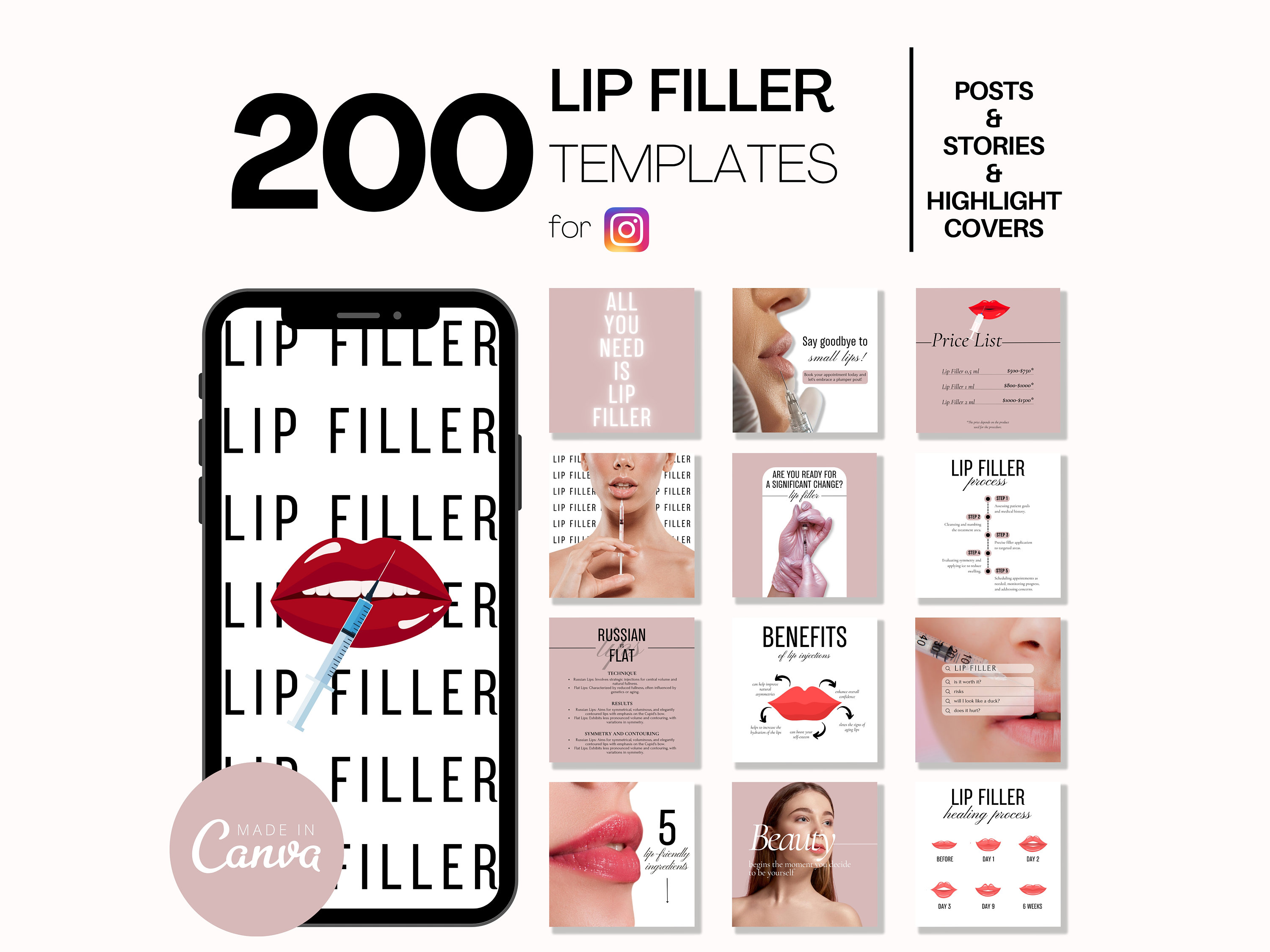 200 Lip Filler Instagram Templates Lip Filler Post Nurse Injector ...
