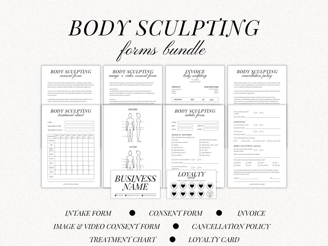 Body Sculpting Forms Bundle for Estheticians, Client Intake Form ...