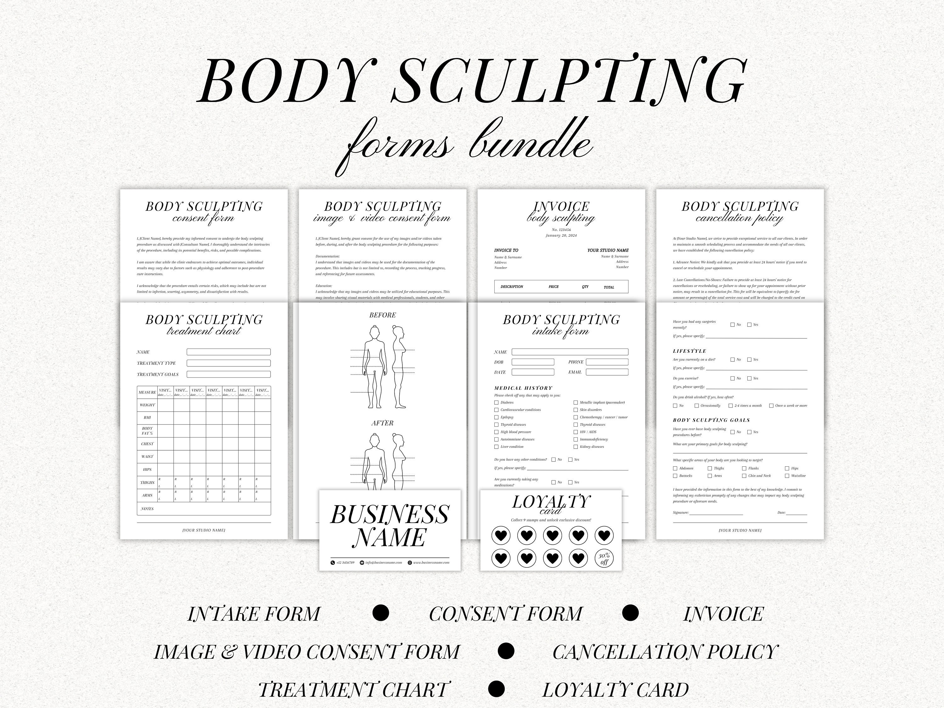 Body Sculpting Forms Bundle for Estheticians, Client Intake Form ...