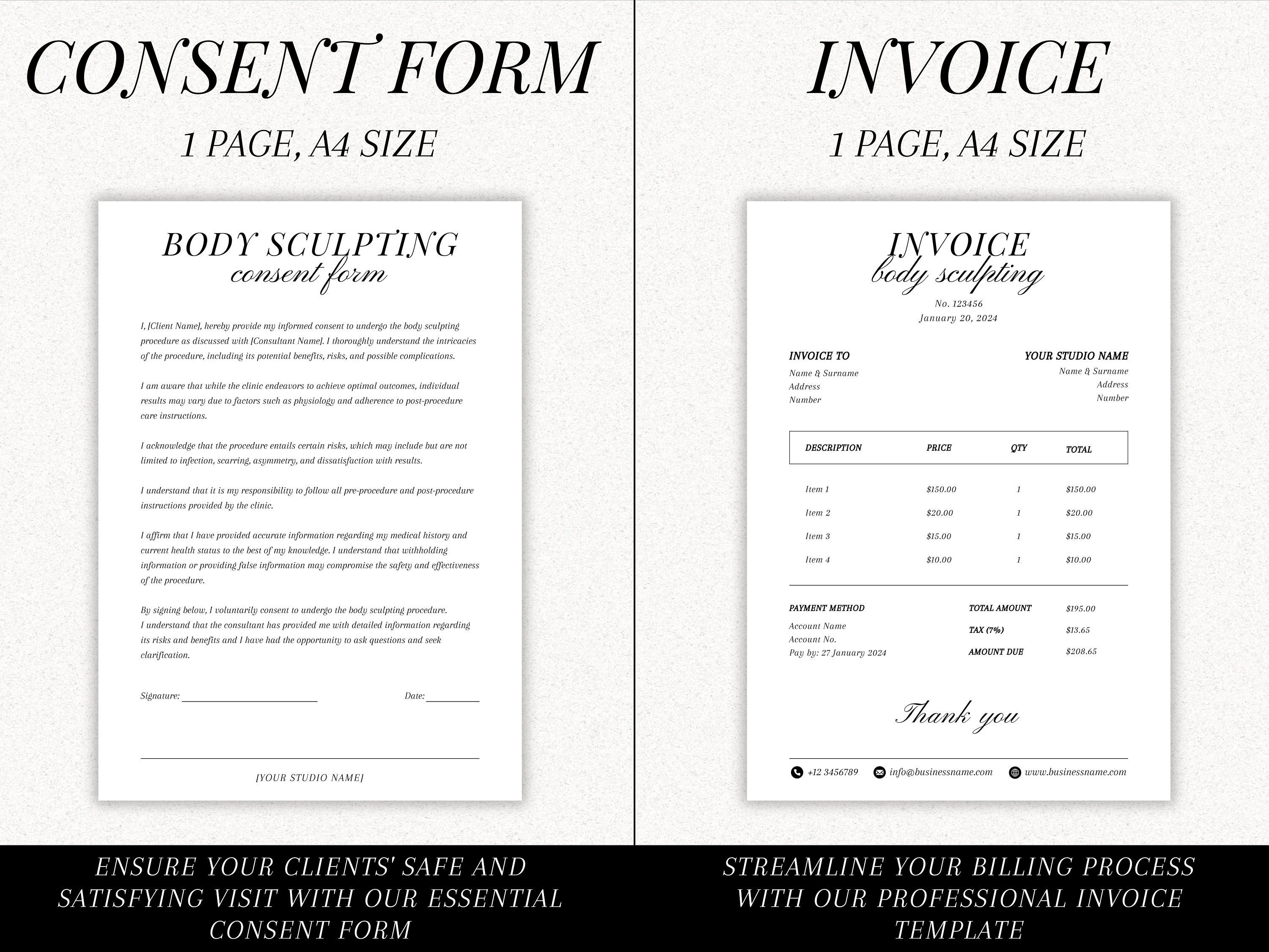 Body Sculpting Forms Bundle for Estheticians, Client Intake Form ...