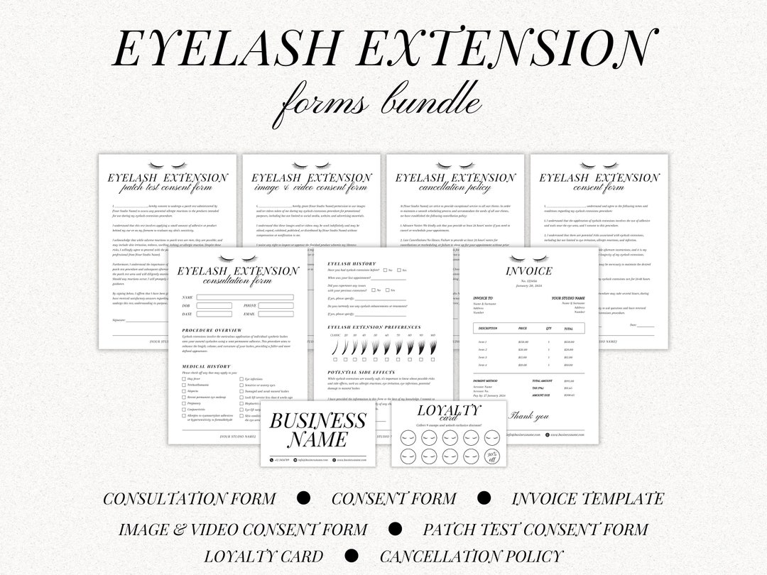 Lash Consent Form for Lash Tech | Loyalty Card | Eyelash Extension ...