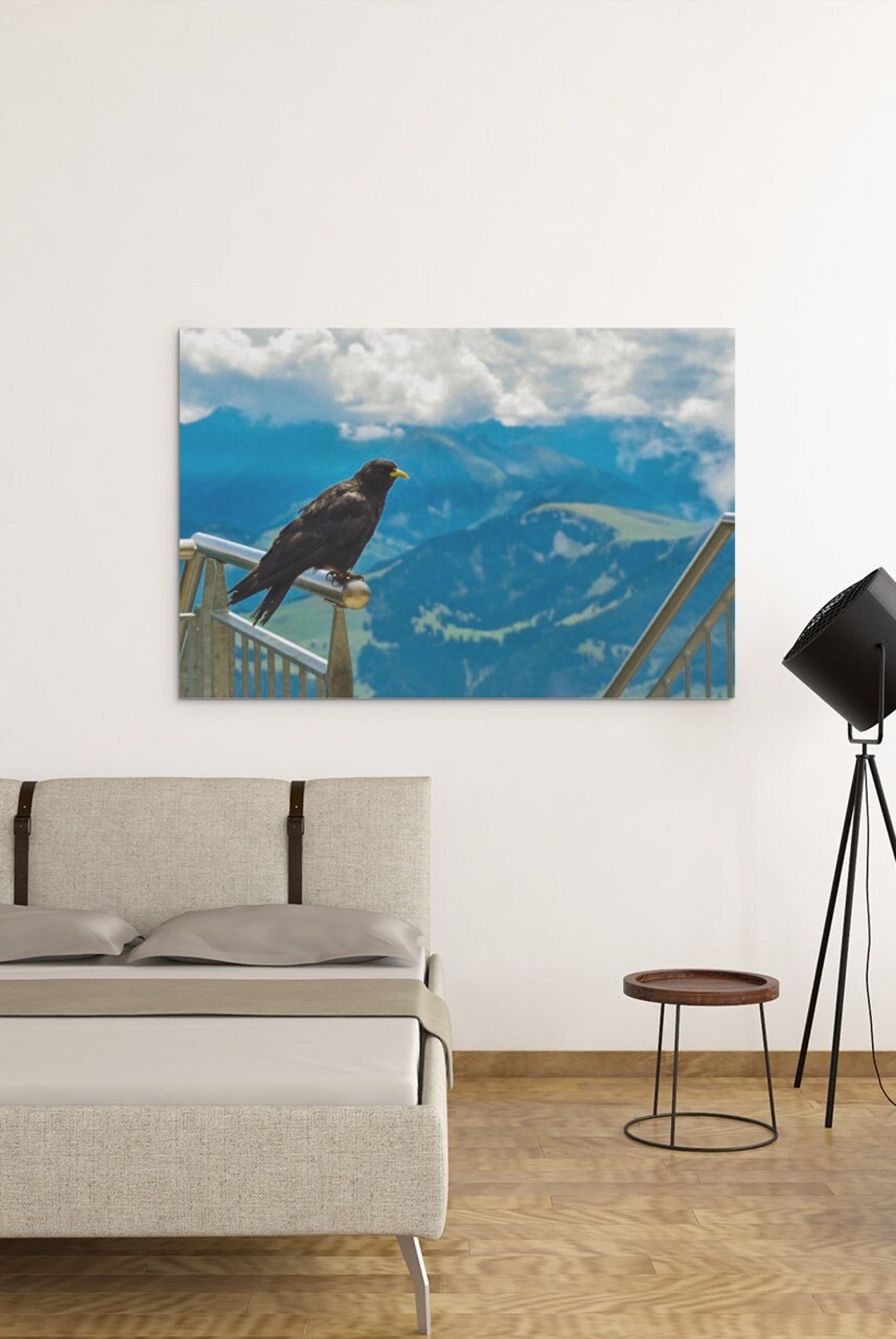 Raven on the Top of the Swiss Alps Canvas Print Wall Decor for Hallway ...
