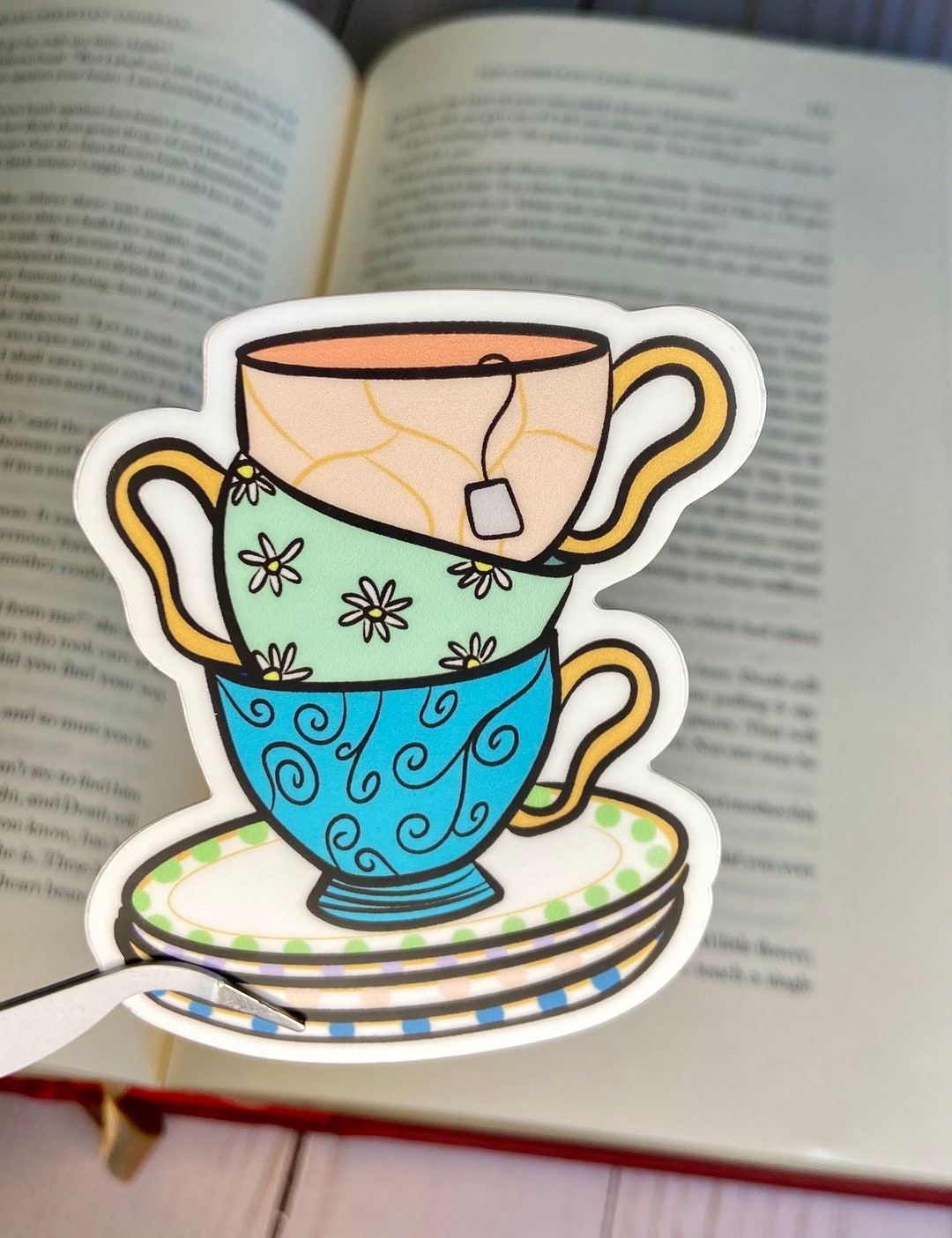 Stacked Teacup 3 Inch Vinyl Sticker - Etsy