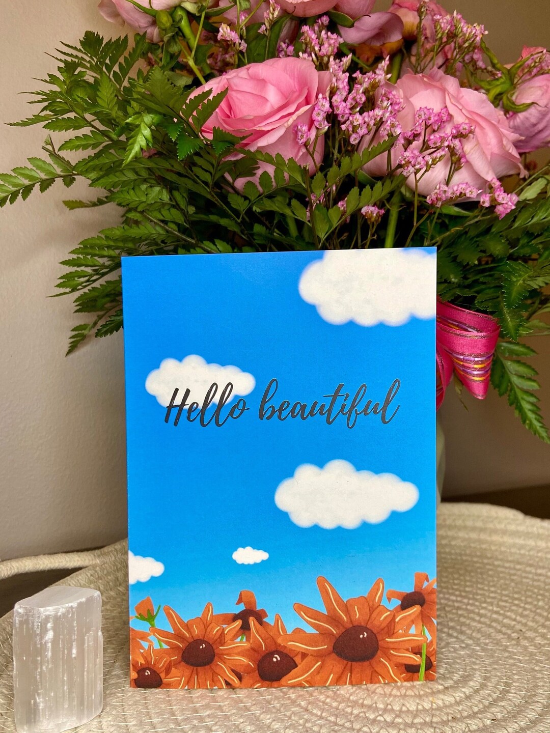 Hello Beautiful 5x7 Wildflower Blank Greeting Card - Etsy