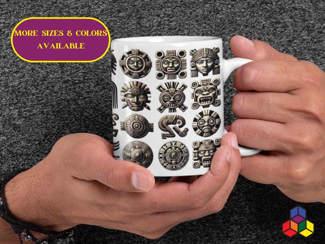 Taza De Cerámica Diseño Azteca, Textura De Piedra, Regalo De ...