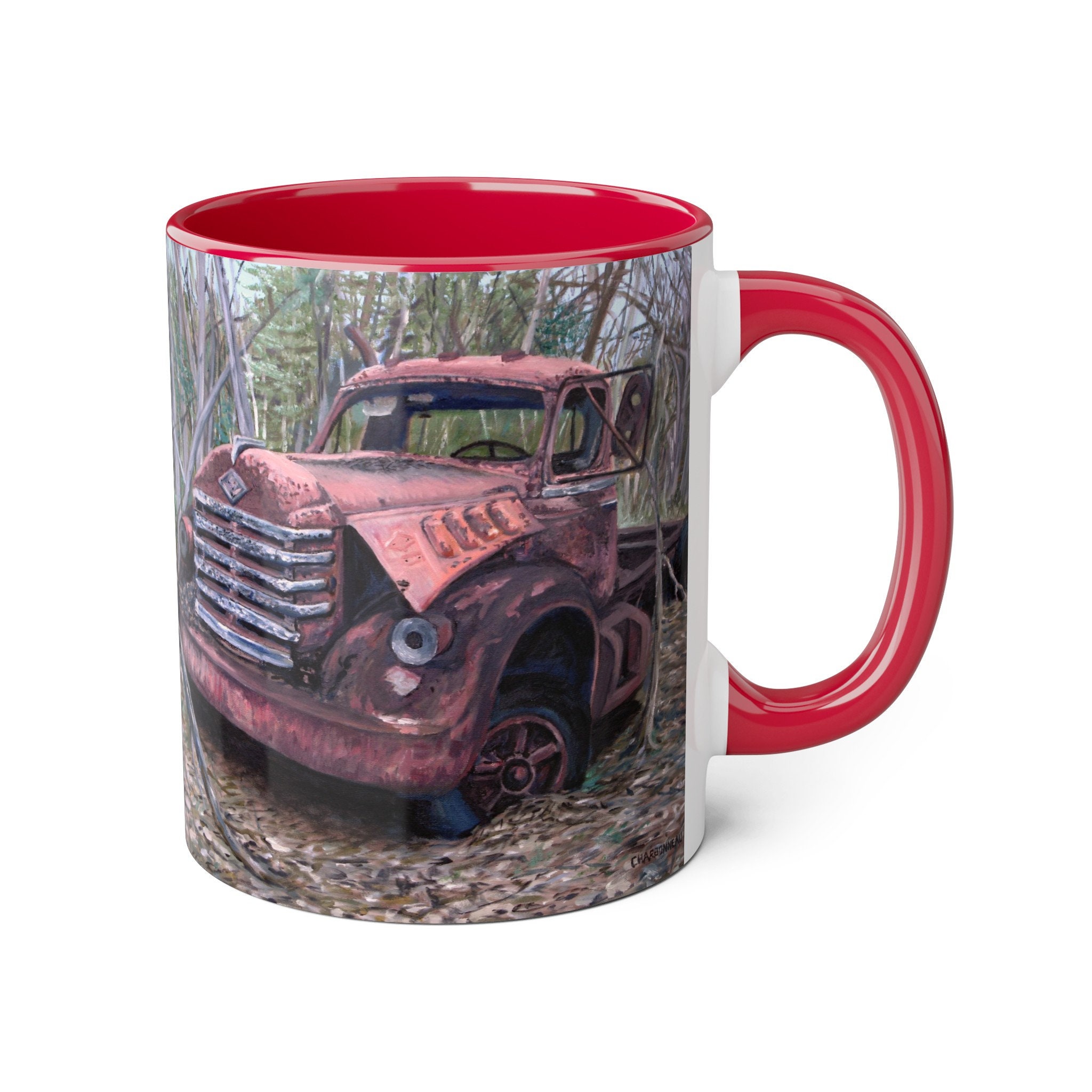 Modern Art Reproduction Mug, Rusted Antique Work Truck Accent Mugs ...