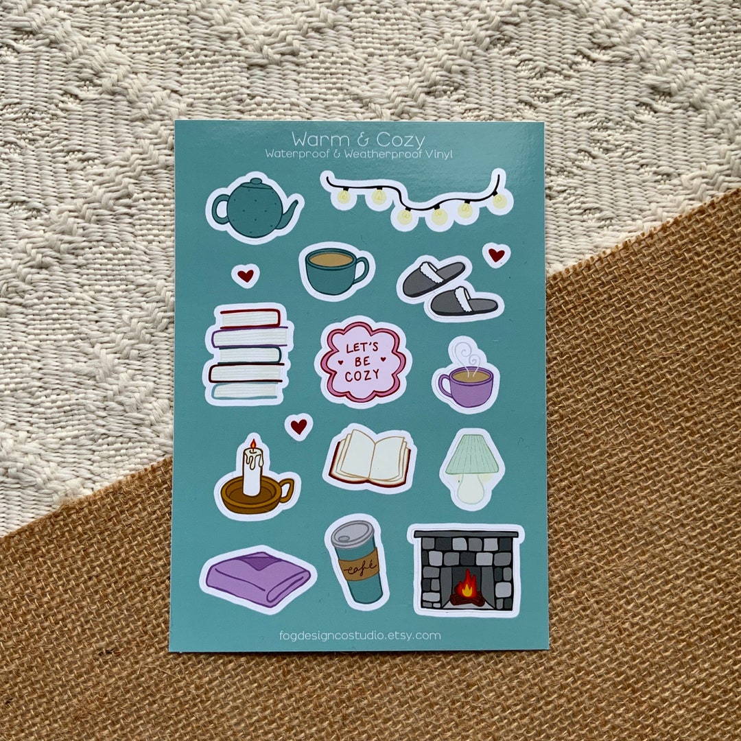 Warm and Cozy Glossy Vinyl Sticker Sheet | Waterproof & Weatherproof ...