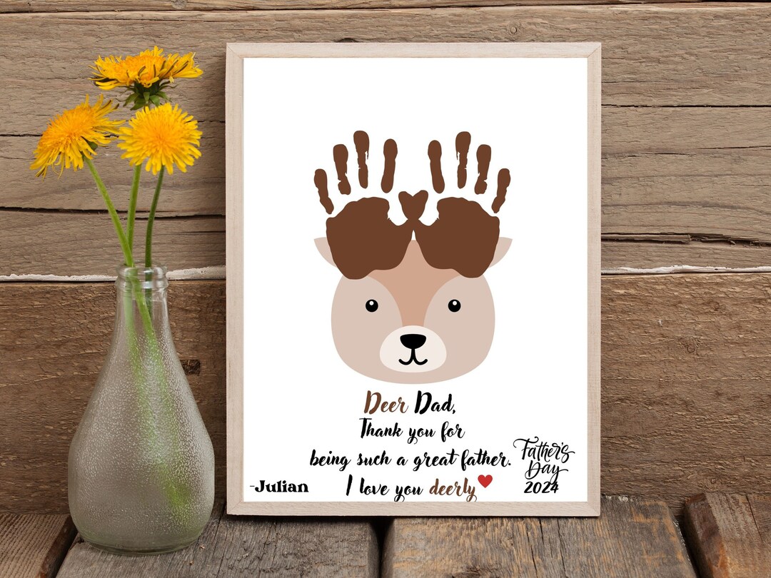 Fathers Day Deer Handprint Craft, Gift for Dad, Handprint Activity, I ...