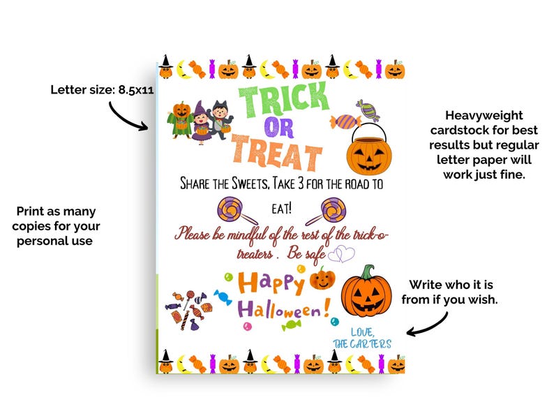 Trick or Treat Sign, Happy Halloween, Digital Download, Halloween ...