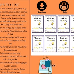 Teacher Appreciation Week Gift Tags, Printable Thank You Favor Tags ...