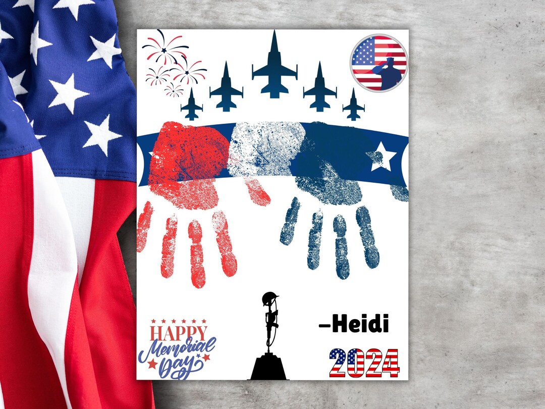 Memorial Day Handprint Craft, Happy Memorial Day, Gift for Veteran ...