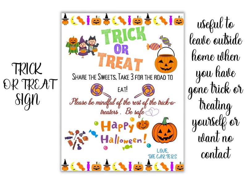 Trick or Treat Sign, Happy Halloween, Digital Download, Halloween ...