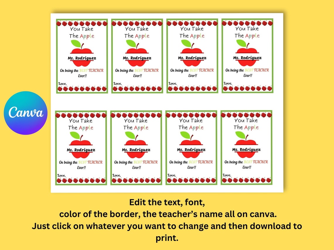 Teacher Appreciation Week Gift Tags, Printable Thank You Favor Tags ...