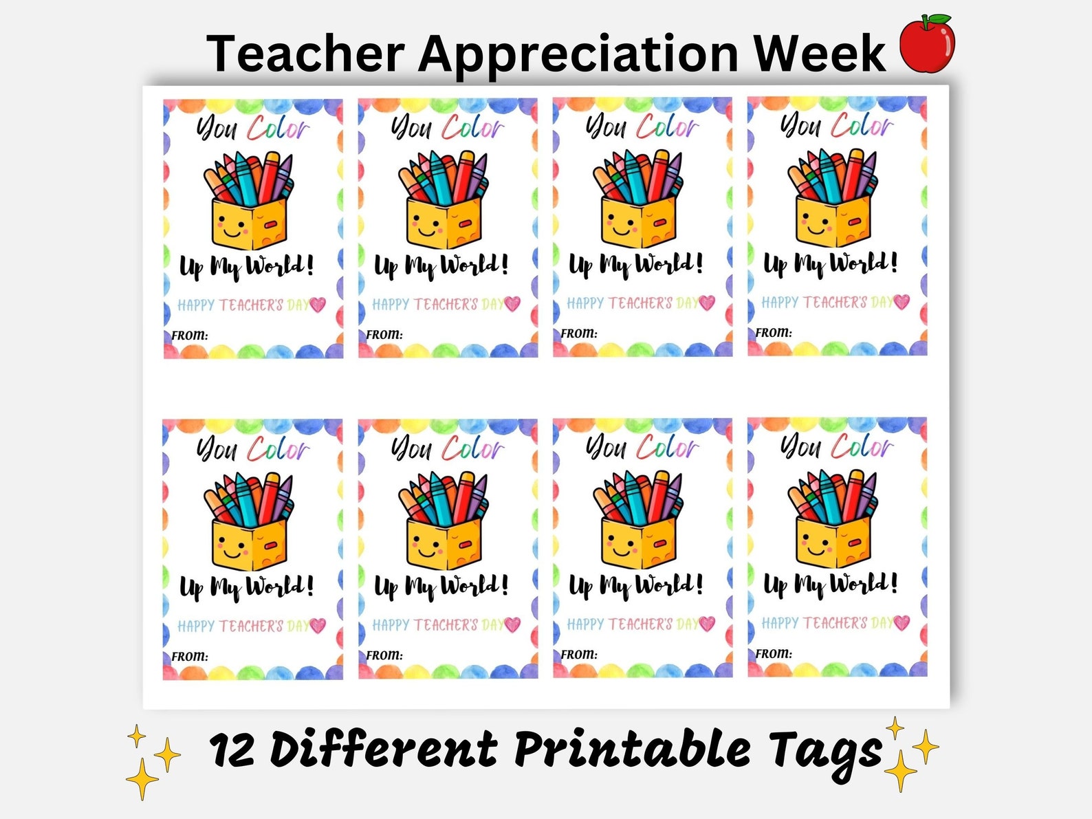 Teacher Appreciation Week Gift Tags, Printable Thank You Favor Tags ...
