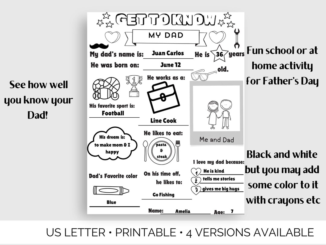 Fathers Day Printable Activity, Fill in the Blanks for Father’s Day ...