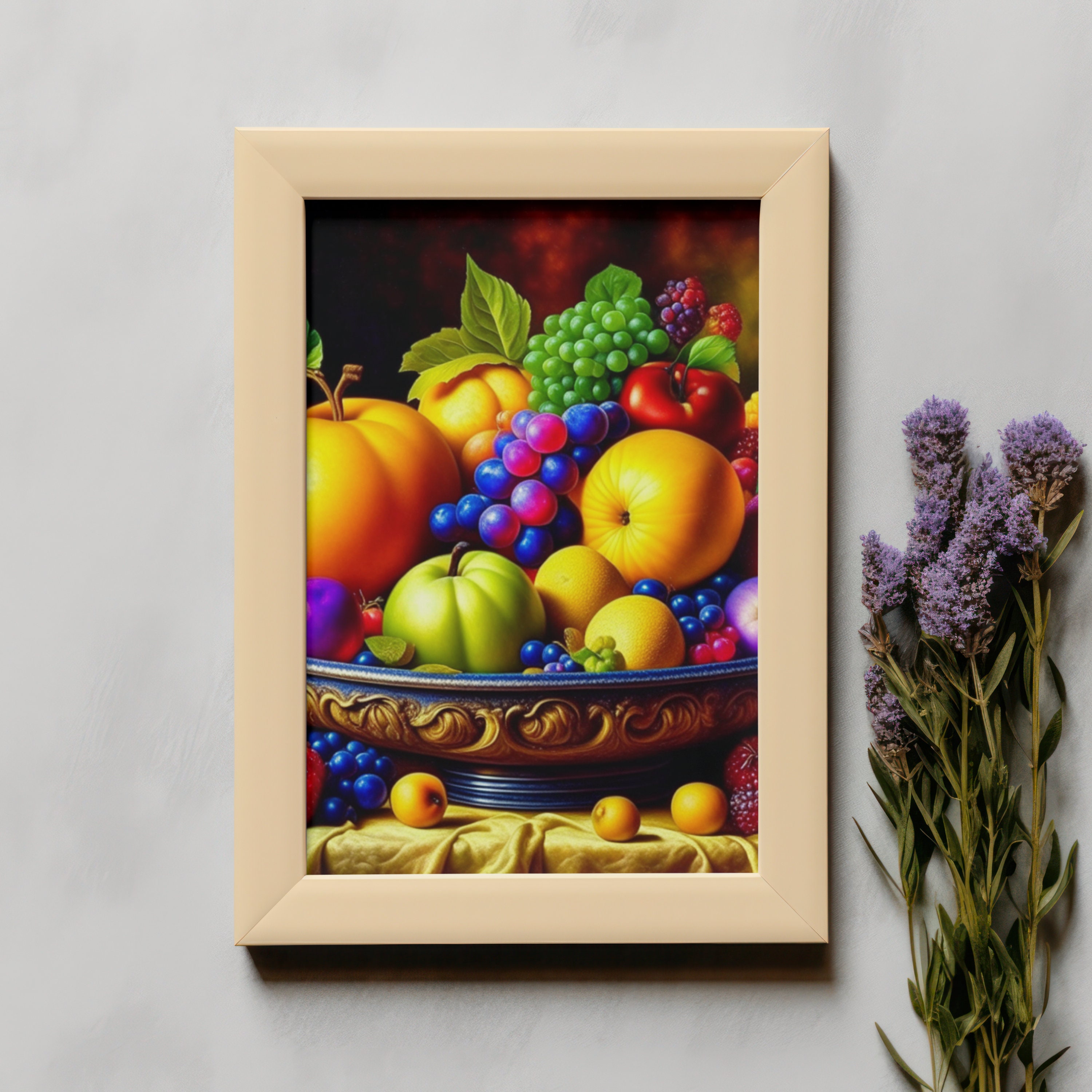 Colorful Fruit Bowl Digital Download, Printable Wall Art, Instant ...