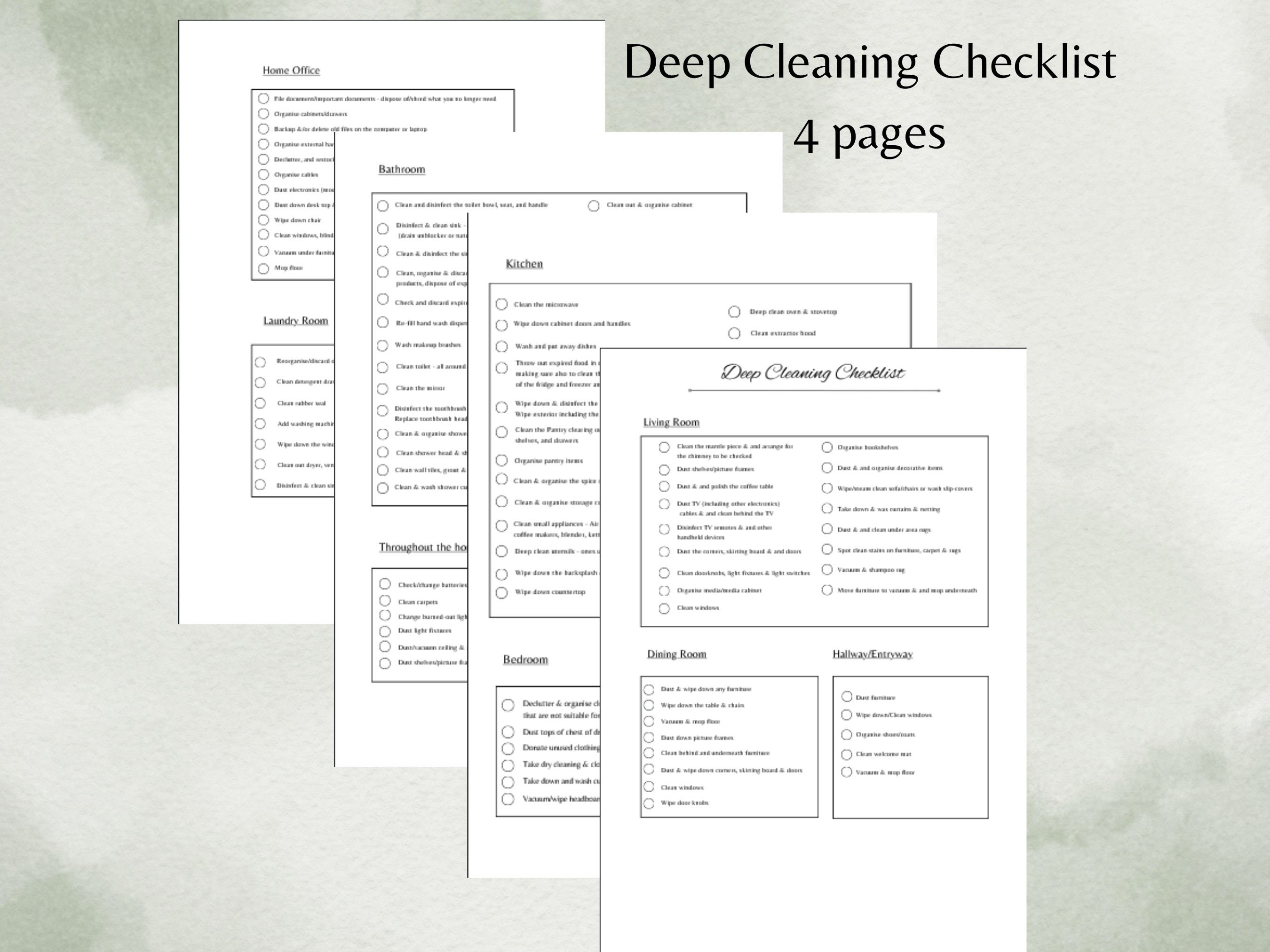 Deep Cleaning Checklist Whole House Deep Cleaning Checklist House ...
