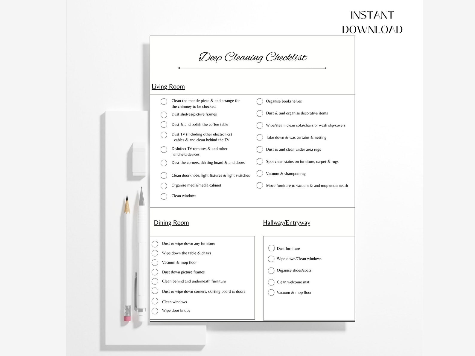 Deep Cleaning Checklist Whole House Deep Cleaning Checklist House ...