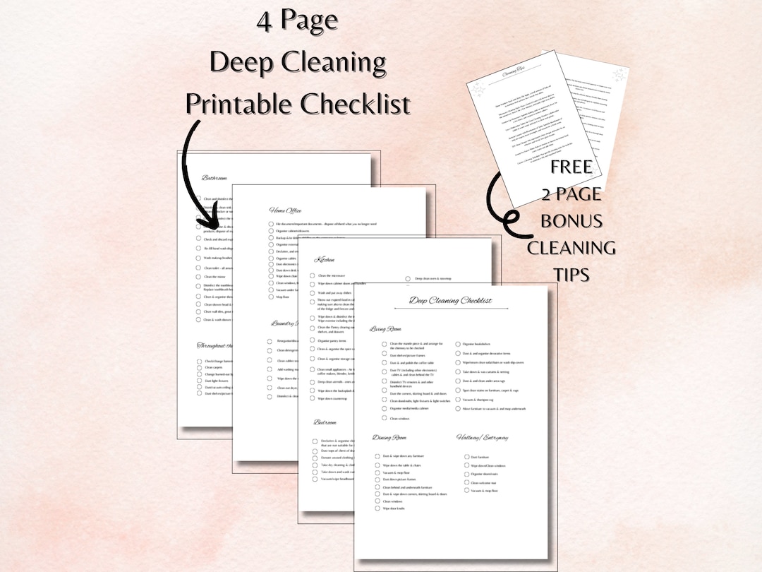 Whole House Deep Cleaning Checklist House Cleaning Checklist Cleaning ...