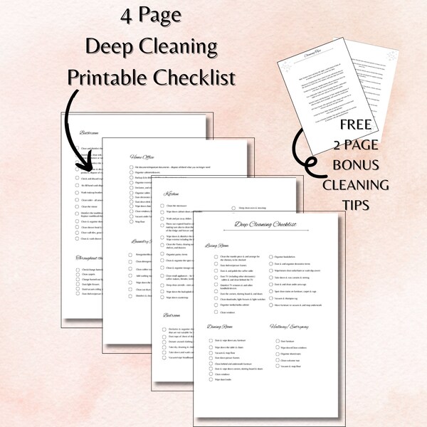 Deep Cleaning House Checklist - Etsy
