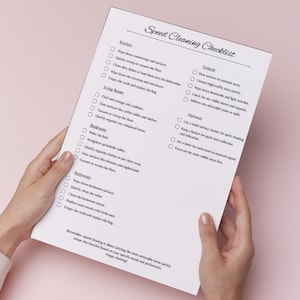 Speed Cleaning Checklist Printable Cleaning Checklist Speed Cleaning ...