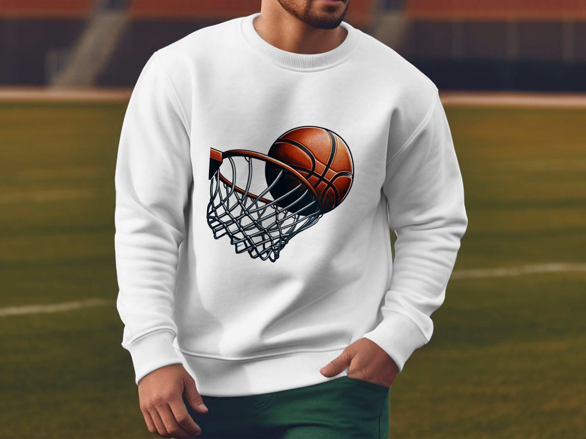 Basketball Hitting the Net, Basketball Sweatshirt, Basketball Shirt ...