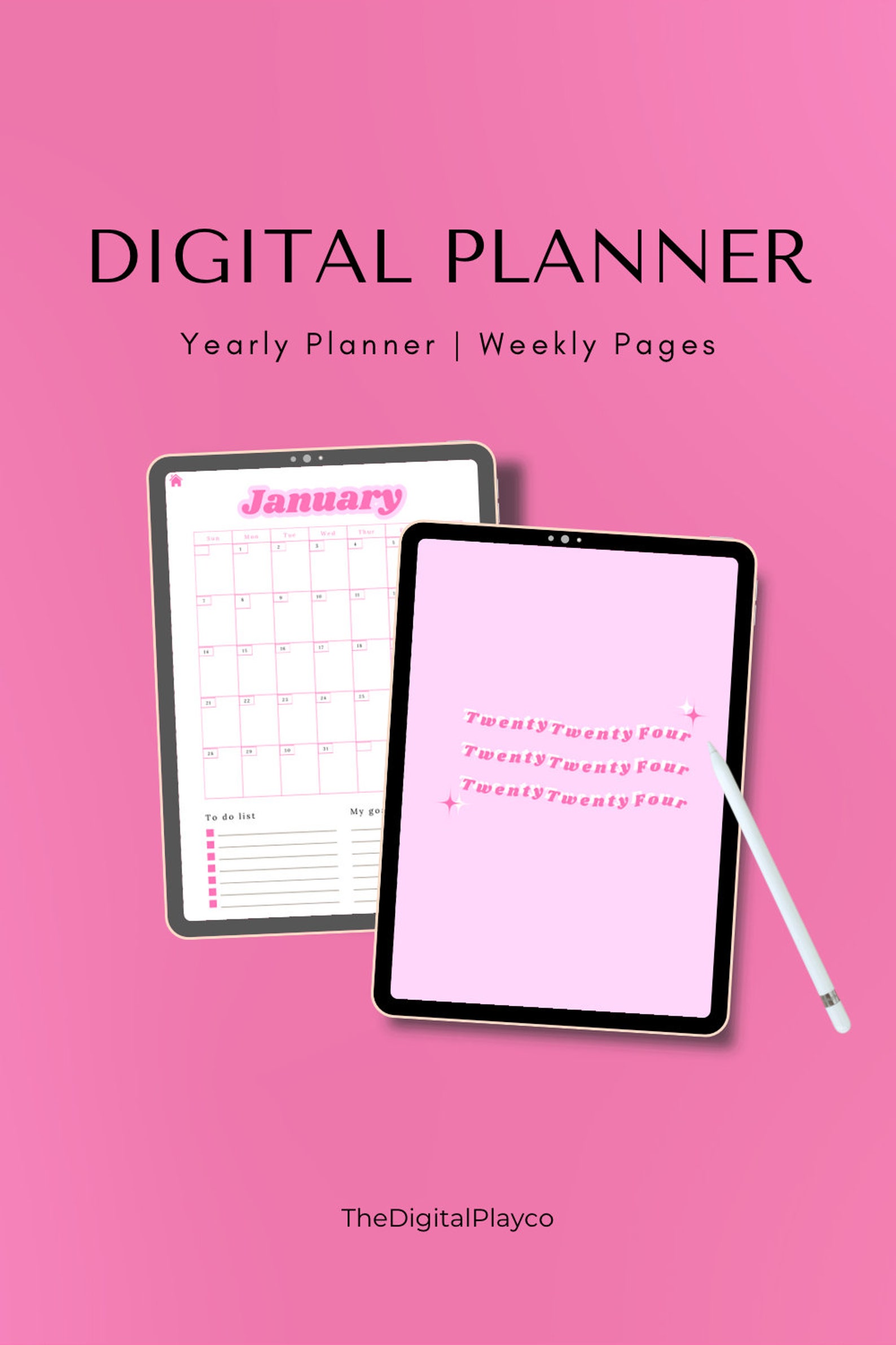 PINK Digital Planner 2024-2025 | Dated Planner | iPad Planner | Daily ...