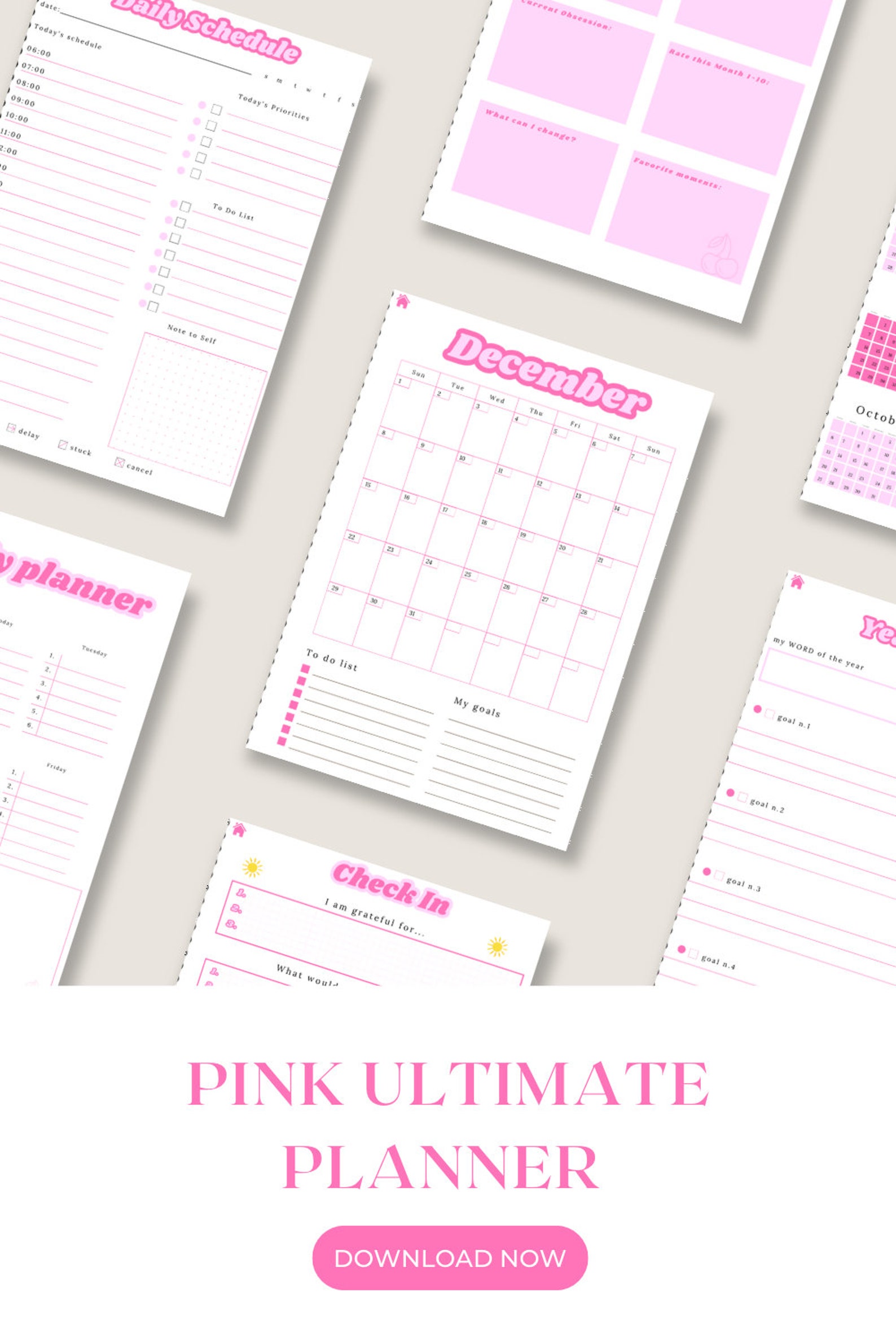 PINK Digital Planner 2024-2025 | Dated Planner | iPad Planner | Daily ...