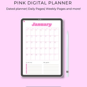 PINK Digital Planner 2024-2025 | Dated Planner | iPad Planner | Daily ...