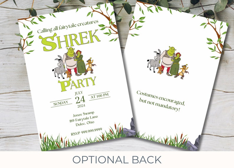 Editable Shrek Party Invitation, Minimalist Shrek Costume Party Invite ...