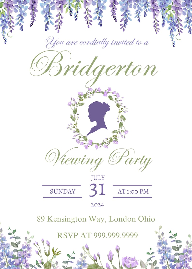 Editable Bridgerton Viewing Party Invitation, Canva Template (digital ...