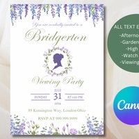 Elegant Bridgerton Birthday Soirée Invitation | Customisable Canva ...