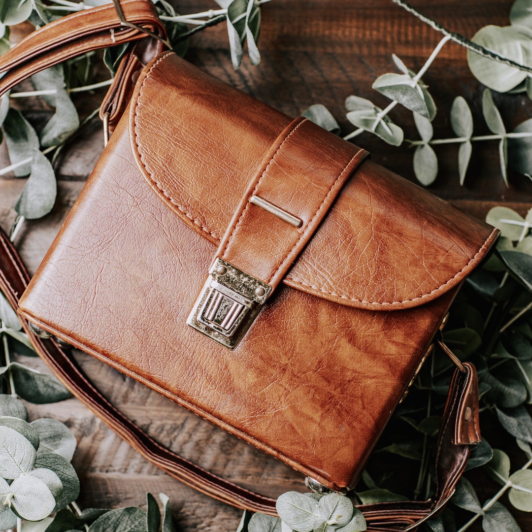 Vintage Leather Hard Case Camera Bag for SLR Film Camera or Digital ...