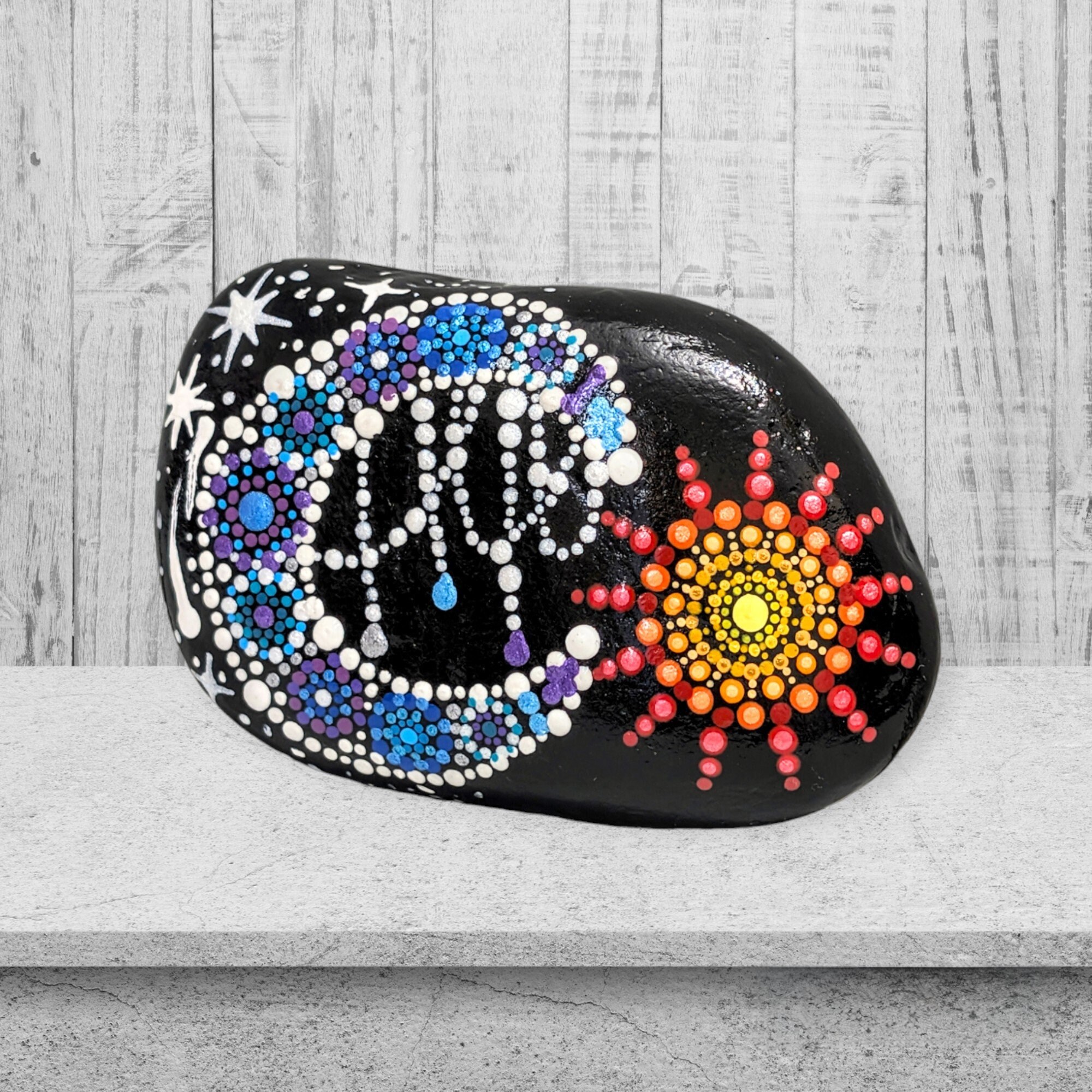 Sun and Moon Painted Rocks, Nature Lovers Gift, Sun and Moon Art, Hand ...