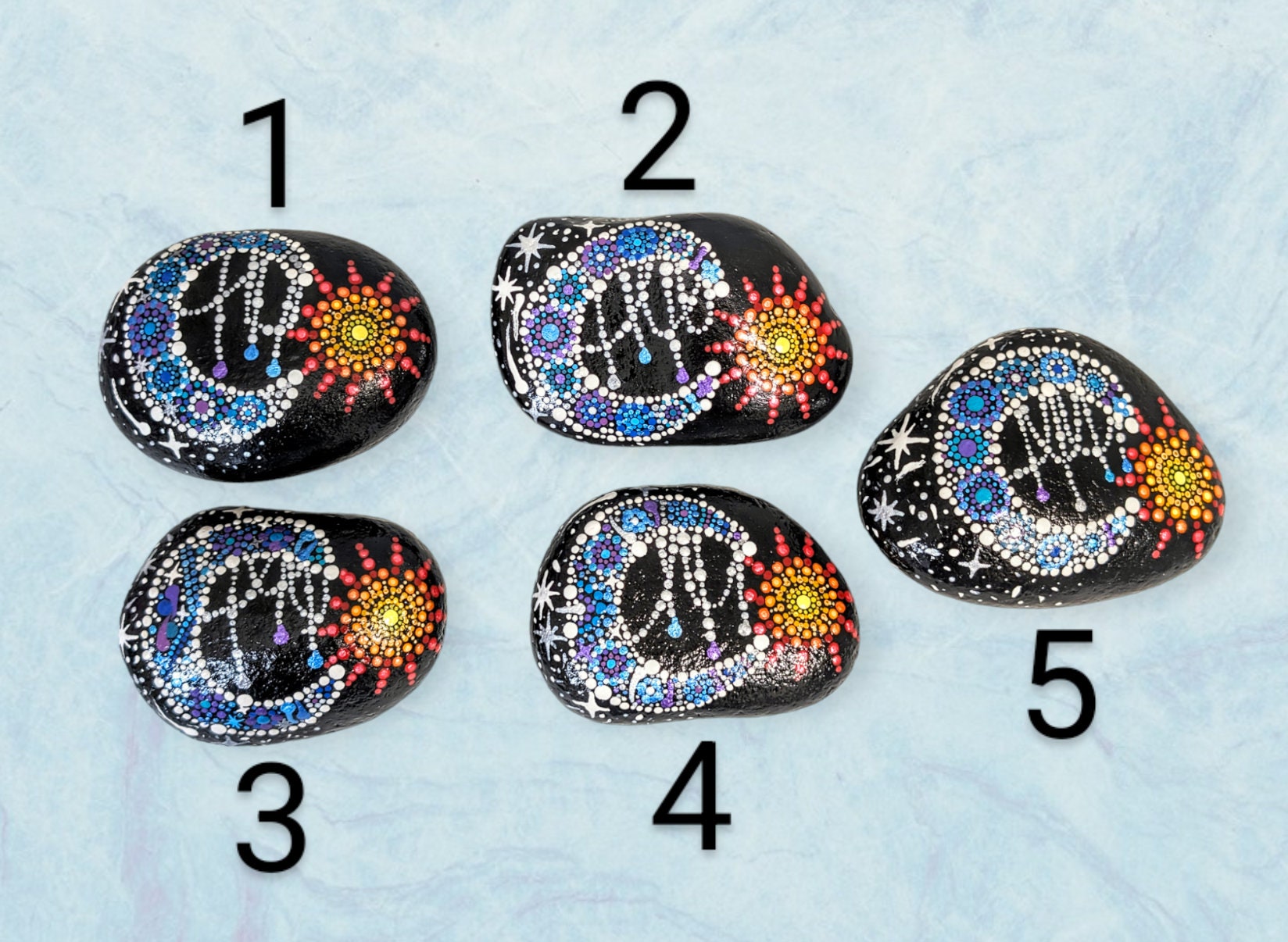 Sun and Moon Painted Rocks, Nature Lovers Gift, Sun and Moon Art, Hand ...