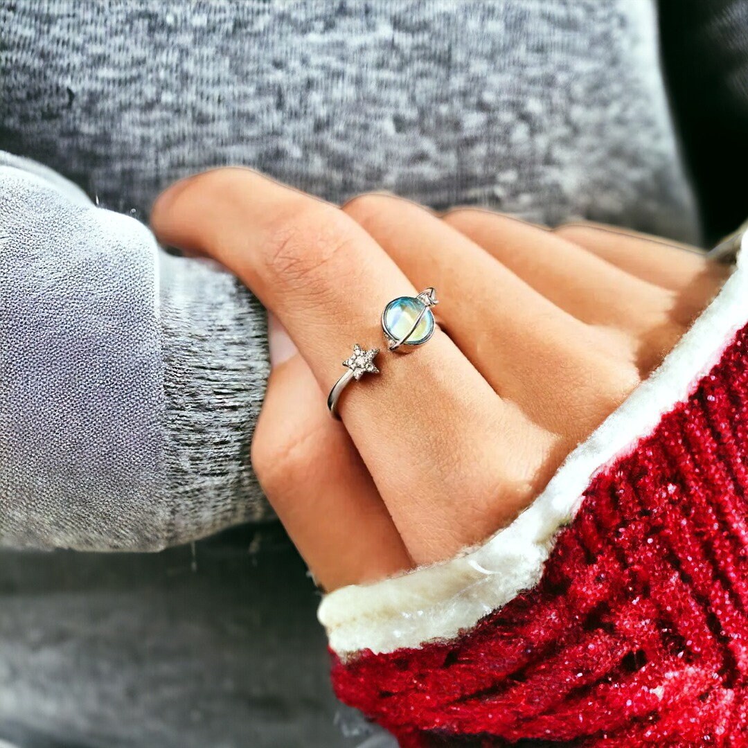 Moon Opal Anxiety Relief Spinner Ring Anti-anxiety, Gifts for Him & Her ...