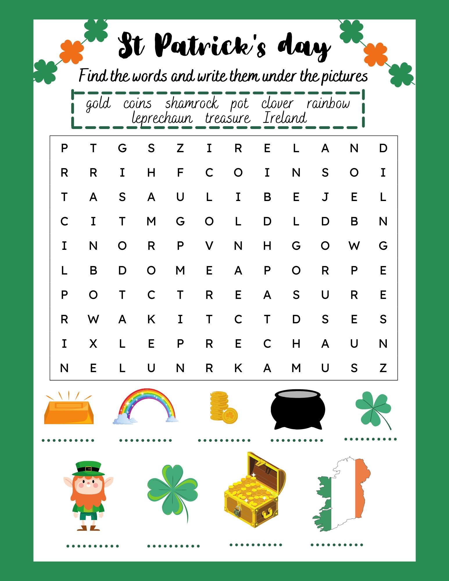 St. Patrick's Day Activity Pack - Etsy