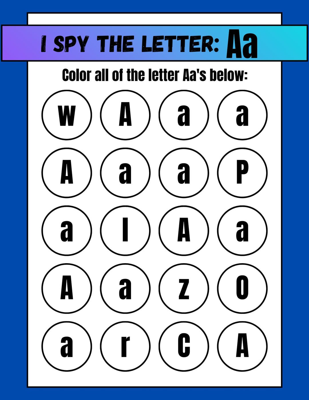 I Spy Letter Recognition Worksheets - Etsy
