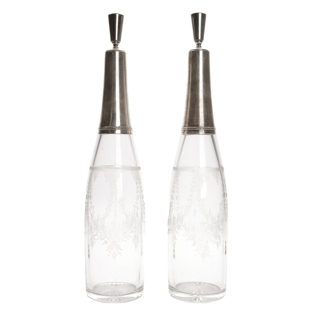 A Pair of Glass Bottles, Paul Frey (PF), France, Paris, End of 19th ...