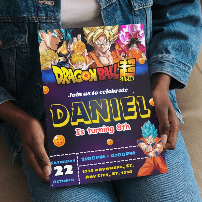 Editable Dragon Ball Super Birthday, Invitation Template, Printable ...