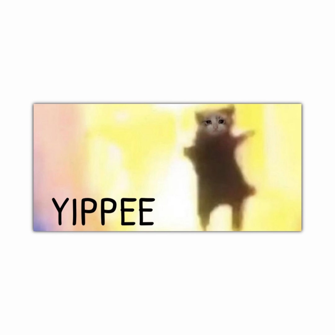 Cat Yippie Meme Bumper Sticker - Etsy
