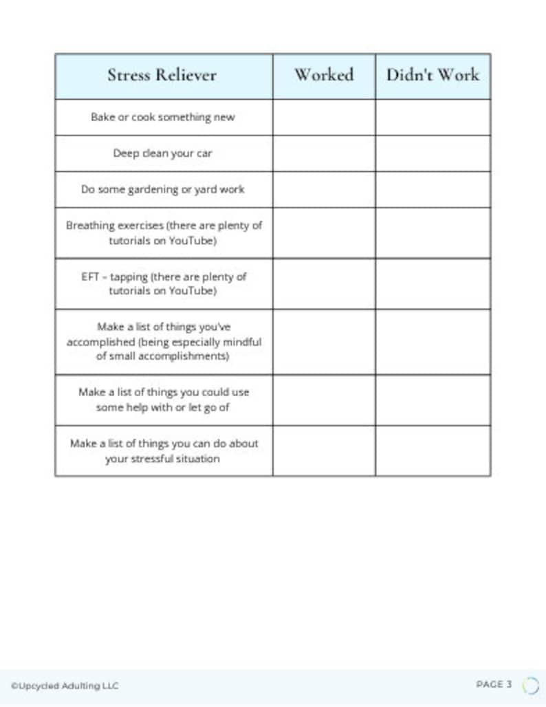 Stress Relief Checklist - Etsy