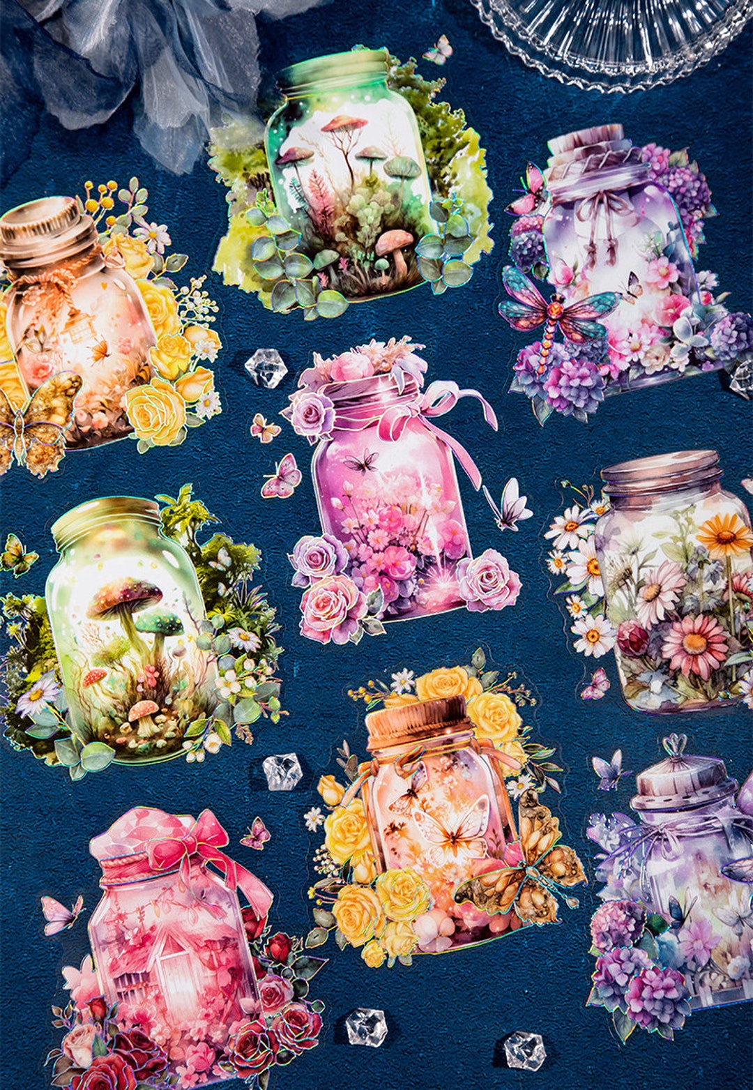 Floral Mason Jar Stickers: Scrapbook Planner Stickers, 10 Pcs - Etsy