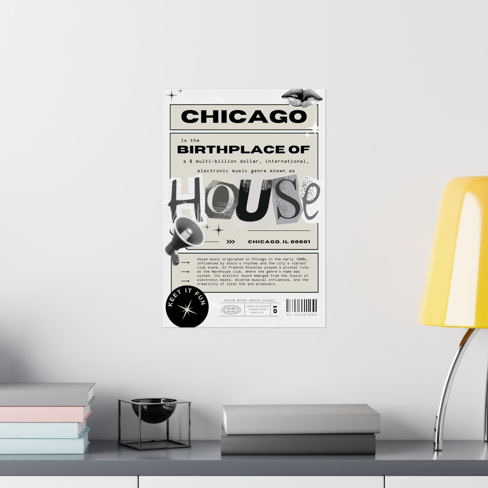 Chicago House Music Poster, Techno Poster, House Music Wall Art, Dorm ...