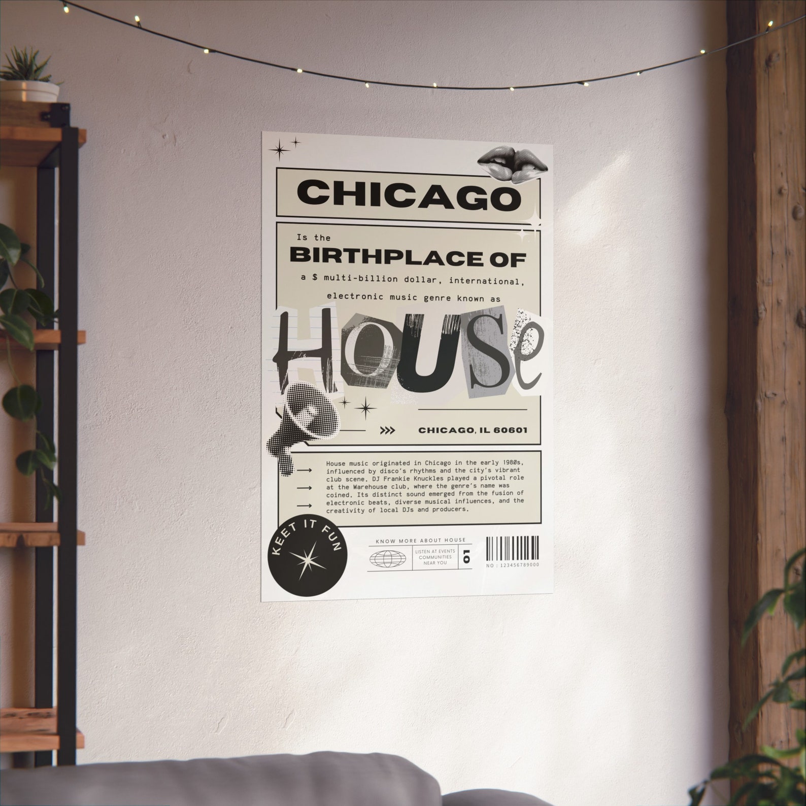 Chicago House Music Poster, Techno Poster, House Music Wall Art, Dorm ...